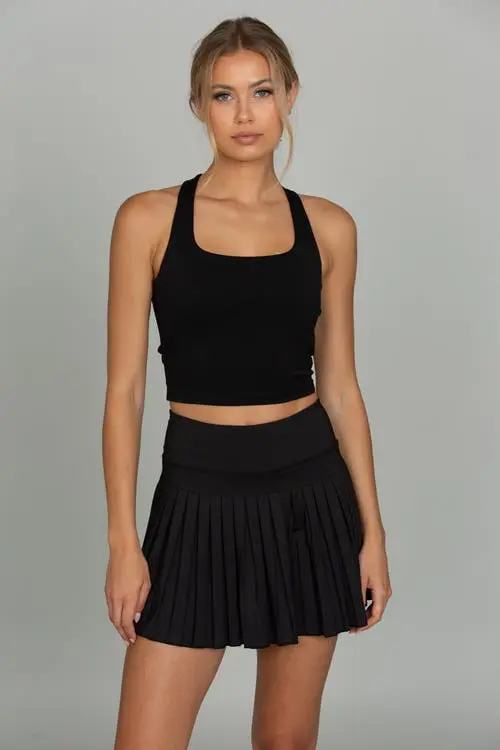 GOLD HINGE 15" Pleated Tennis Skirt - Black