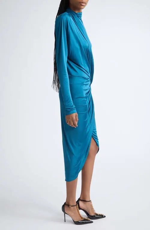 Balmain Draped Viscose Jersey Midi Dress