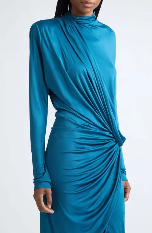 Balmain Draped Viscose Jersey Midi Dress