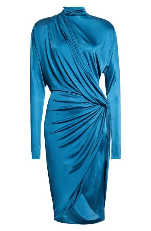 Balmain Draped Viscose Jersey Midi Dress