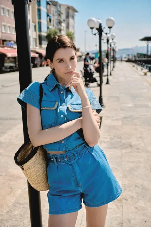 EXQUISE Denim Look Pocketed Shirt
