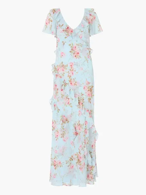 NEEDLE & THREAD Summer's Rose Georgette V-neck Gown