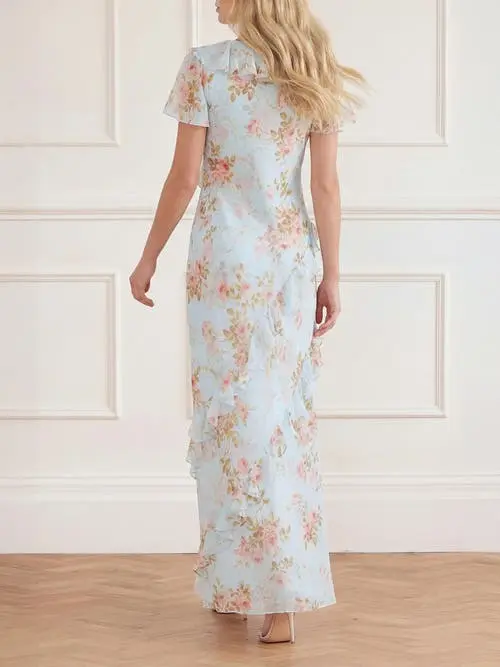 NEEDLE & THREAD Summer's Rose Georgette V-neck Gown