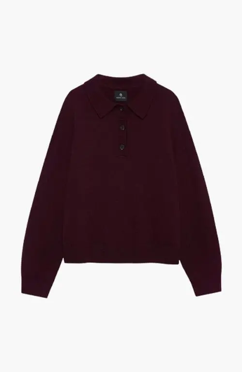 ANINE BING Lee Cashmere Polo Sweater