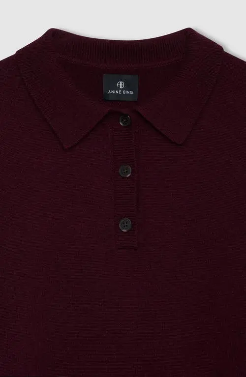 ANINE BING Lee Cashmere Polo Sweater