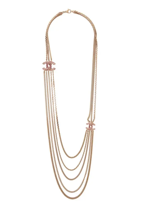 Chanel Rose Gold 'cc' Layered Necklace