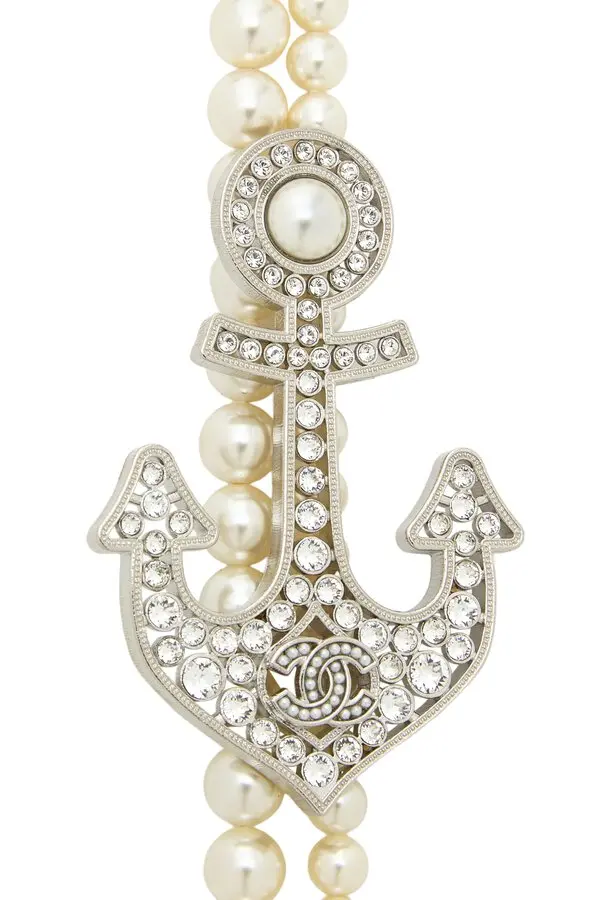 LOUIS VUITTON Faux Pearl Anchor Necklace