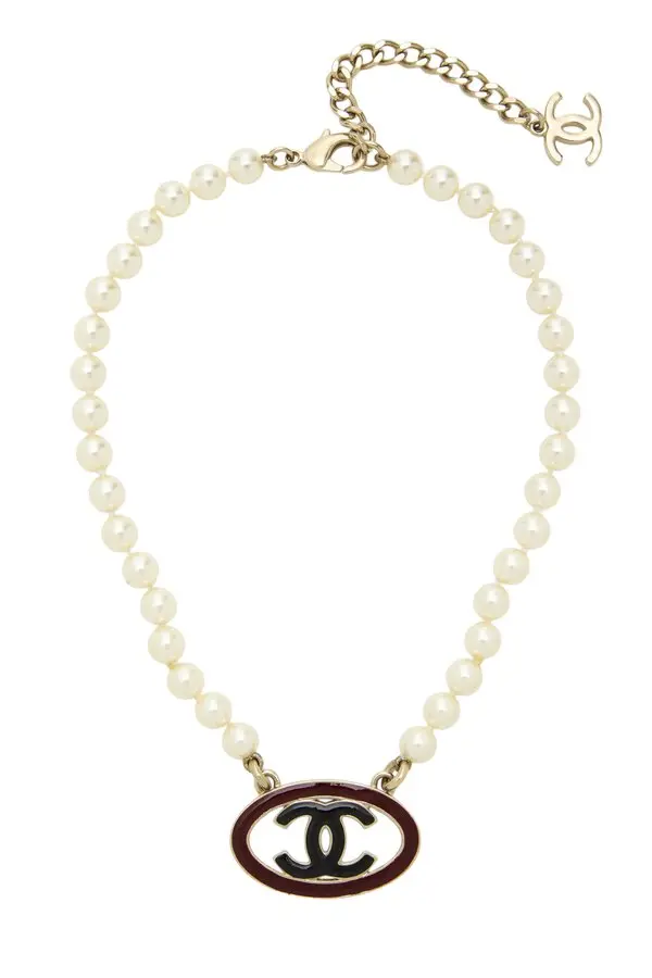 Chanel Gold 'cc' Faux Pearl Choker