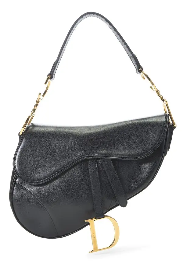 Dior Leather Saddle Bag - Black