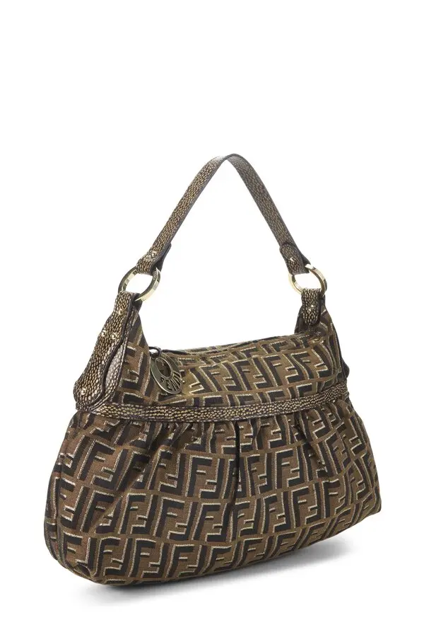 Fendi Zucca Lurex Canvas Chef Hobo