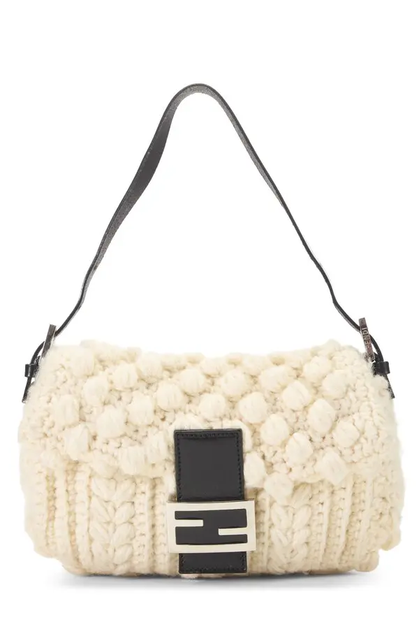 Fendi Cream Knit Baguette - White