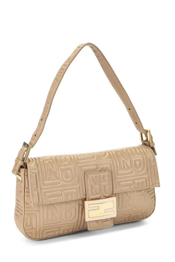 Fendi Gold Embossed Leather Baguette