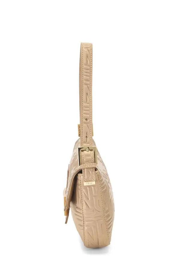 Fendi Gold Embossed Leather Baguette