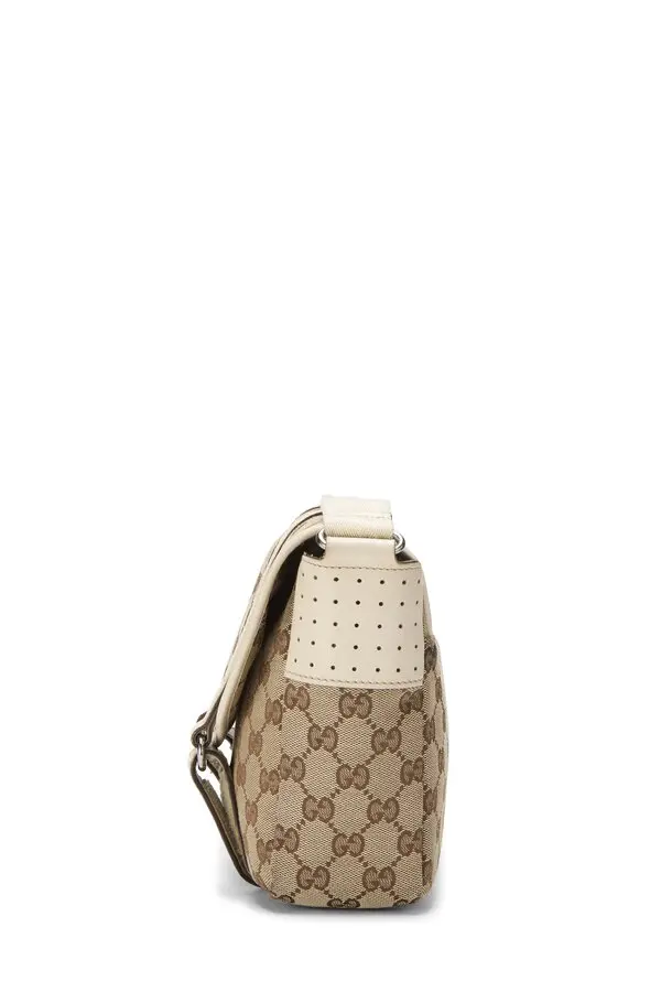 Gucci Cream Original Gg Buckle Flap Messenger