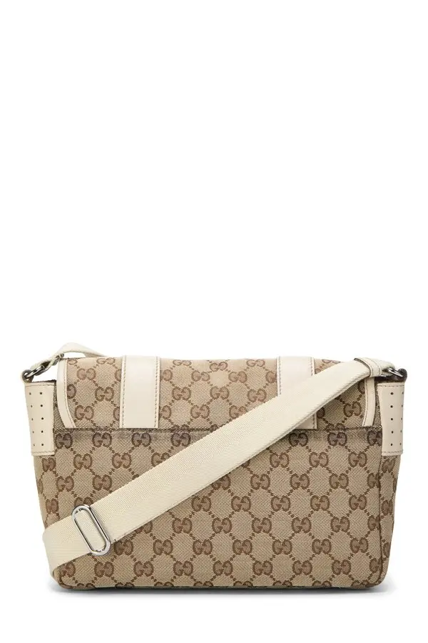 Gucci Cream Original Gg Buckle Flap Messenger