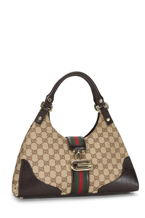 Gucci Original Gg Canvas Web Junco Shoulder Bag