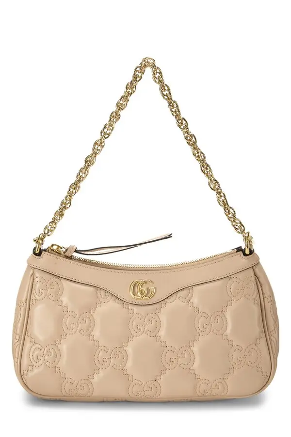 Gucci Embossed Gg Matelassé Chain Shoulder Bag - Pink