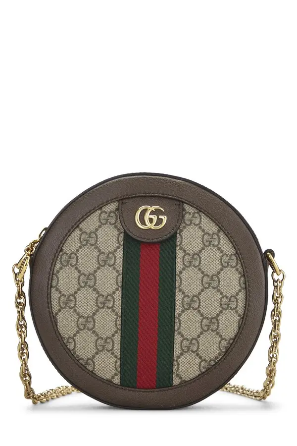 Gucci Original Gg Supreme Ophidia Round Shoulder Bag - Brown