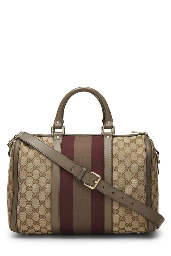 Gucci Original Gg Vintage Web Boston Bag - Grey