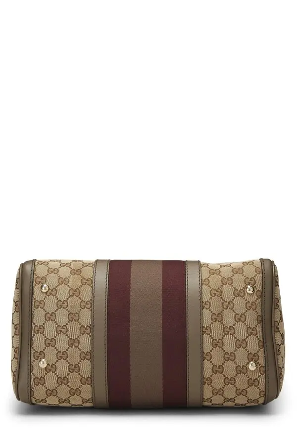 Gucci Original Gg Vintage Web Boston Bag - Grey