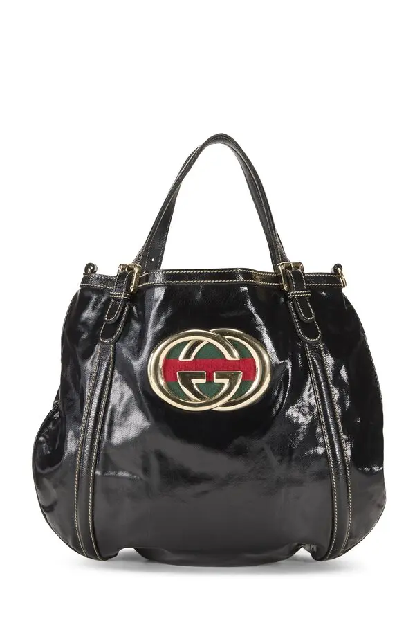 Gucci Patent Leather Britt Hobo - Black