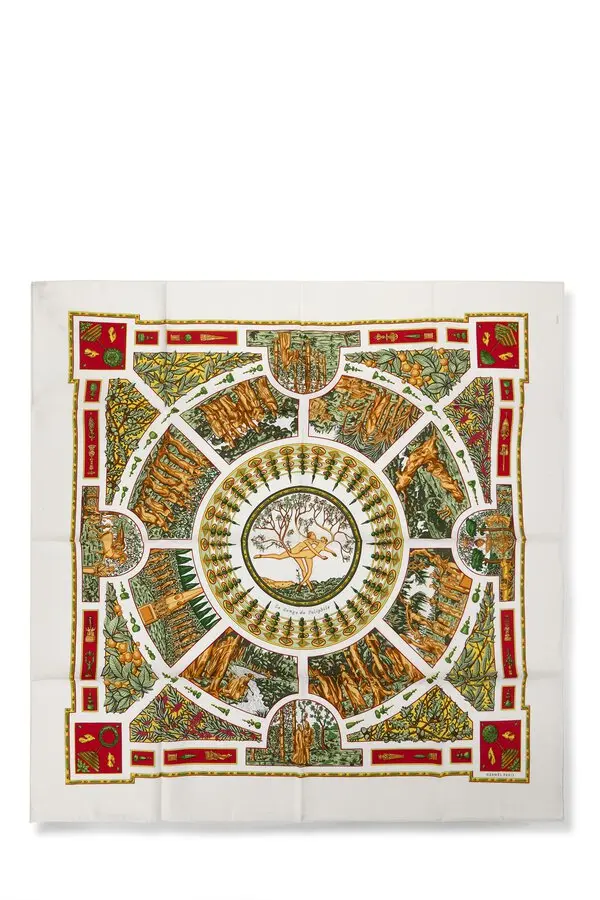 Hermès Multicolor 'le Songe De Poliphile' Silk Scarf 90 - White