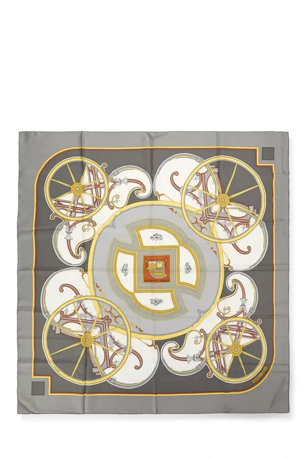 Hermès Multicolor 'washington's Carriage' Silk Scarf 90 - Grey