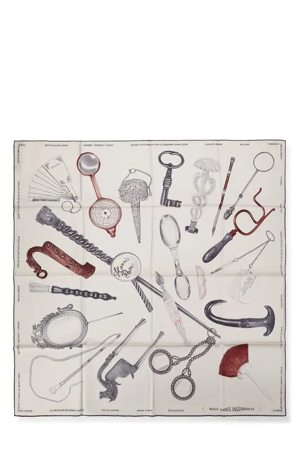 Hermès Multicolor 'nous Sommes Inseparables' Silk Scarf 90 - Grey