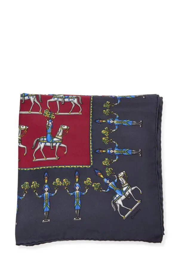 Hermès Multicolor 'les Artificiers' Silk Scarf 90 - Grey