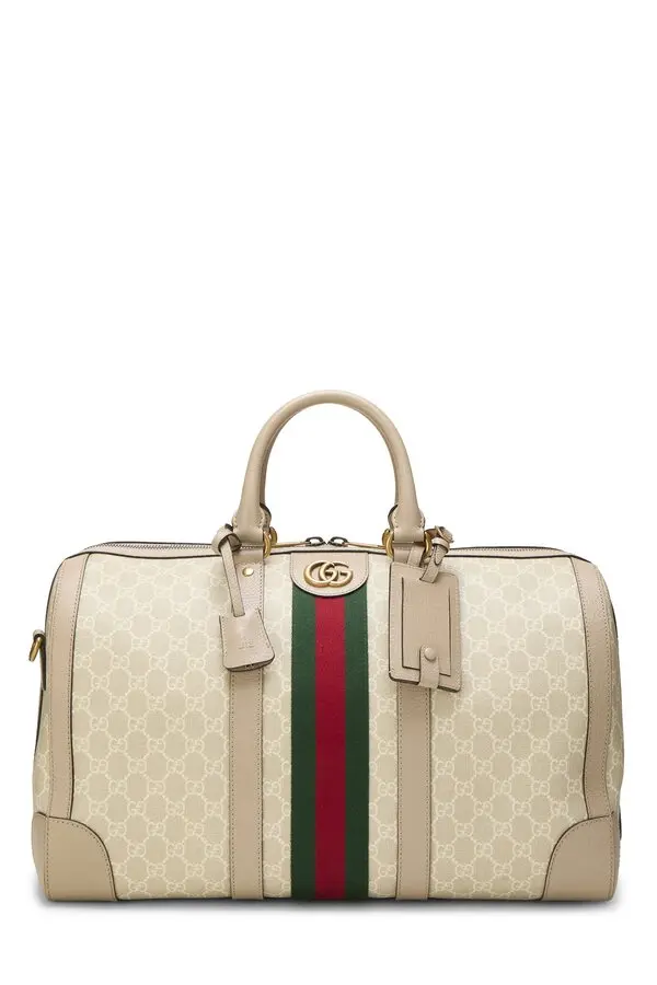 Gucci Gg Supreme Ophidia Web Boston Bag