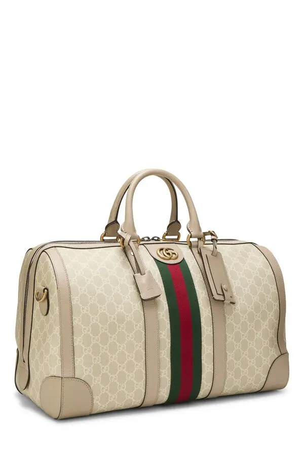 Gucci Gg Supreme Ophidia Web Boston Bag