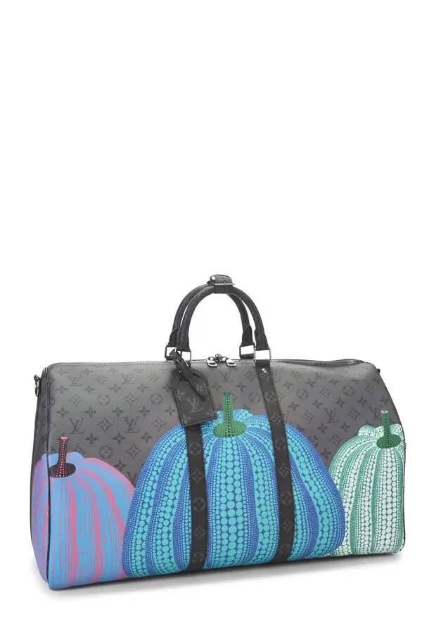 LOUIS VUITTON Yayoi Kusama X Monogram Eclipse Pumpkin Dots Keepall Bandouliere 55