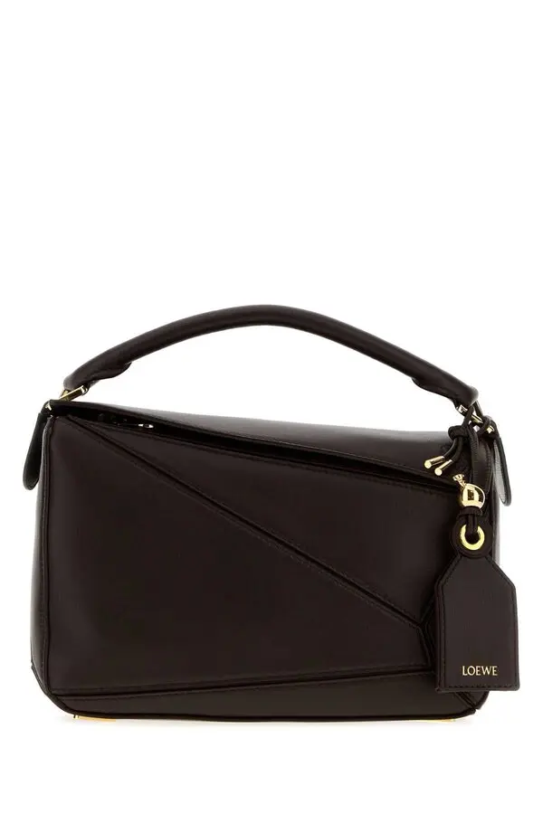 Loewe Dark Nappa Leather Small Featherlight Puzzle Handbag - Brown