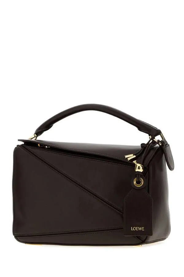 Loewe Dark Nappa Leather Small Featherlight Puzzle Handbag - Brown