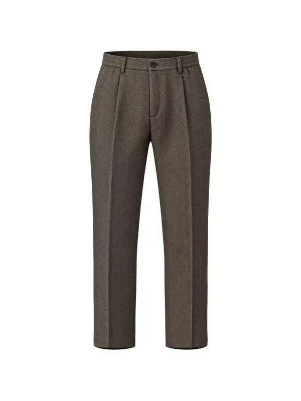 CRUNA Mitte Herringbone-pattern Pleated Trousers