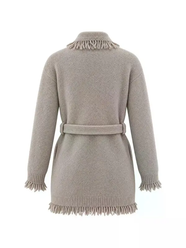 ANDRÈ MAURICE Fringe-trimmed Belted Jacket