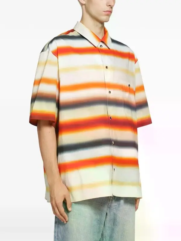Loewe Gradient-stripe Short-sleeve Shirt - Neutrals