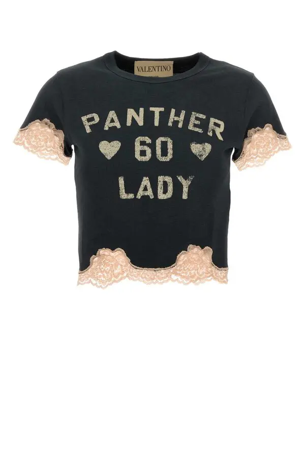 Valentino Garavani Graphite Cotton T-shirt - Gray