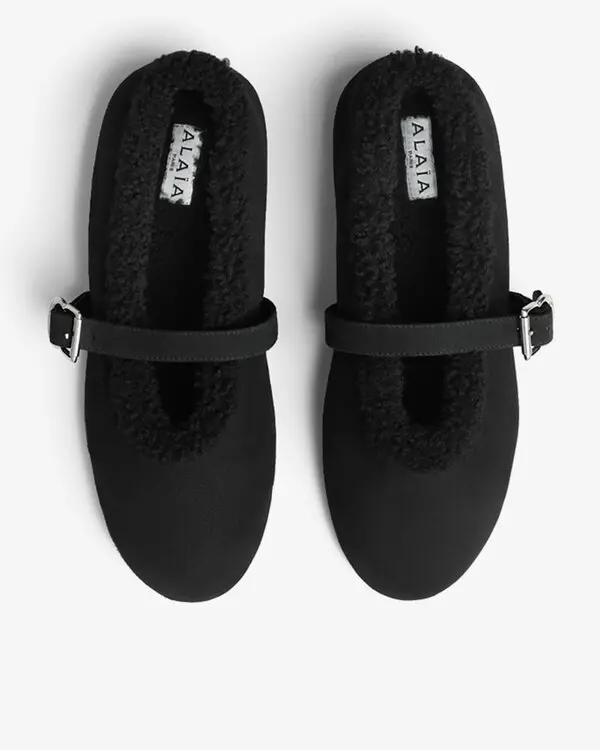 Alaïa Merino Shearling Ballet Flats