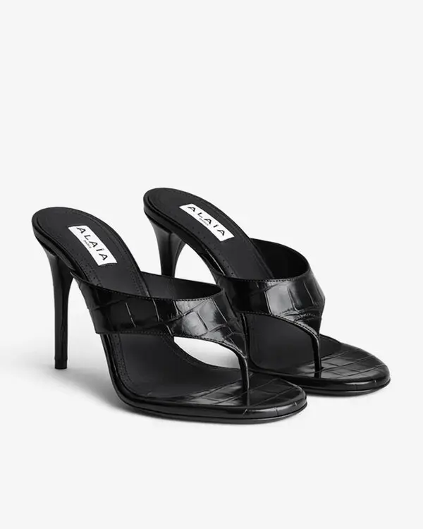 Alaïa Tong 90 Embossed Mule Sandals
