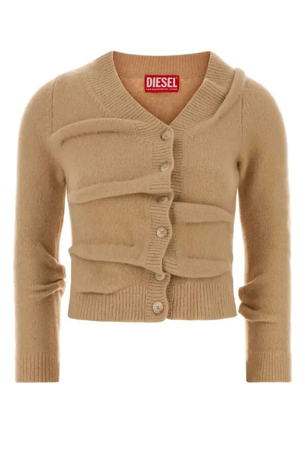 DIESEL® Beige Stretch Wool Blend M-ava Cardigan