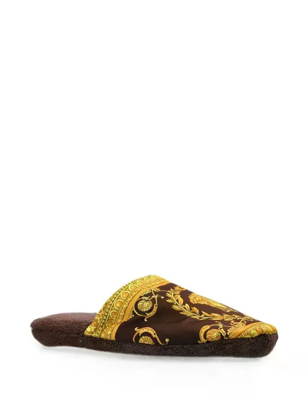 Versace Barocco-print Terry Slippers - Brown