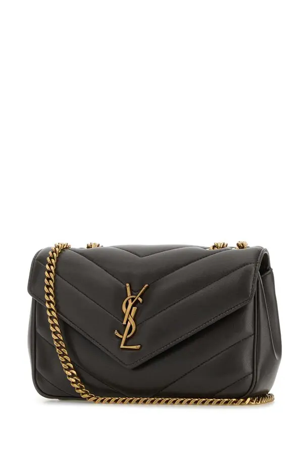 Saint Laurent Dark Grey Leather Small Loulou Shoulder Bag - Gray