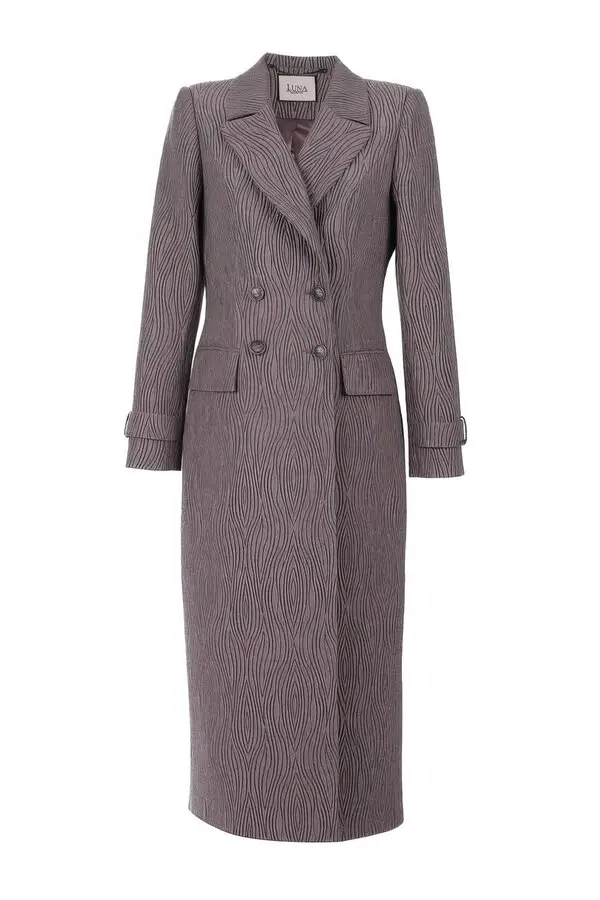 LUNA FASHION HOUSE Neutrals Long Textured Coat, Isidora