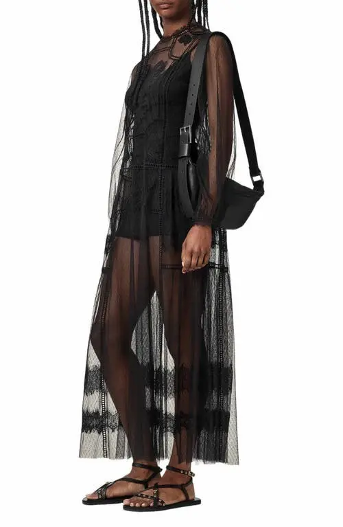 ALLSAINTS Cesca Embroidered Tulle Maxi Dress