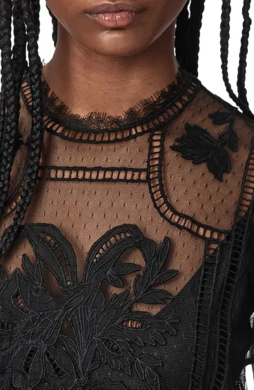 ALLSAINTS Cesca Embroidered Tulle Maxi Dress