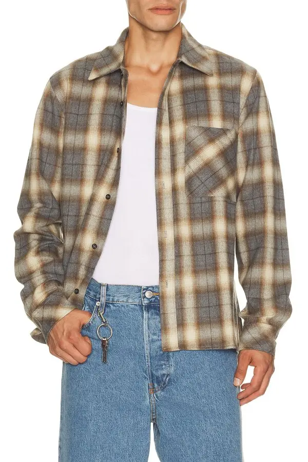 Citizens Of Humanity Cairo Long Sleeve Shirt In Brown - Cascade Plaid