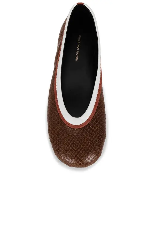 Dries Van Noten Foot Shaped Rubber Sole Ballerina Flat In Cognac - Rust
