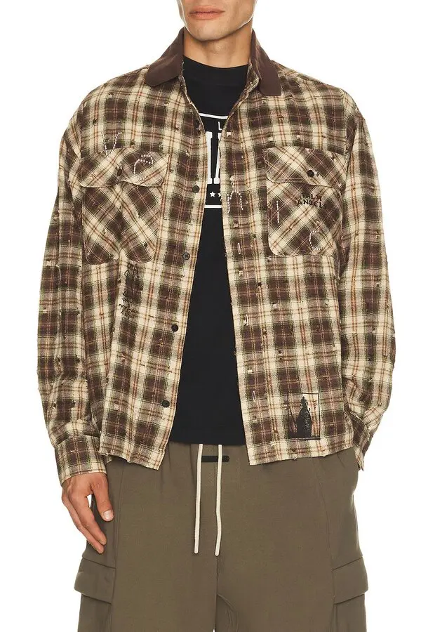 Palm Angels Surfer Dream Check Loose Shirt In Multi