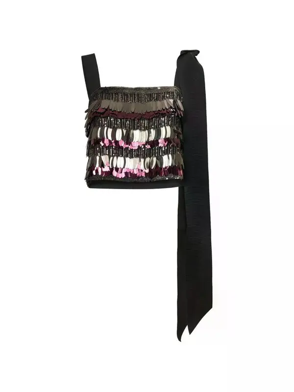 Carolina Herrera Sequin-embellished Bow-detail Top - Black